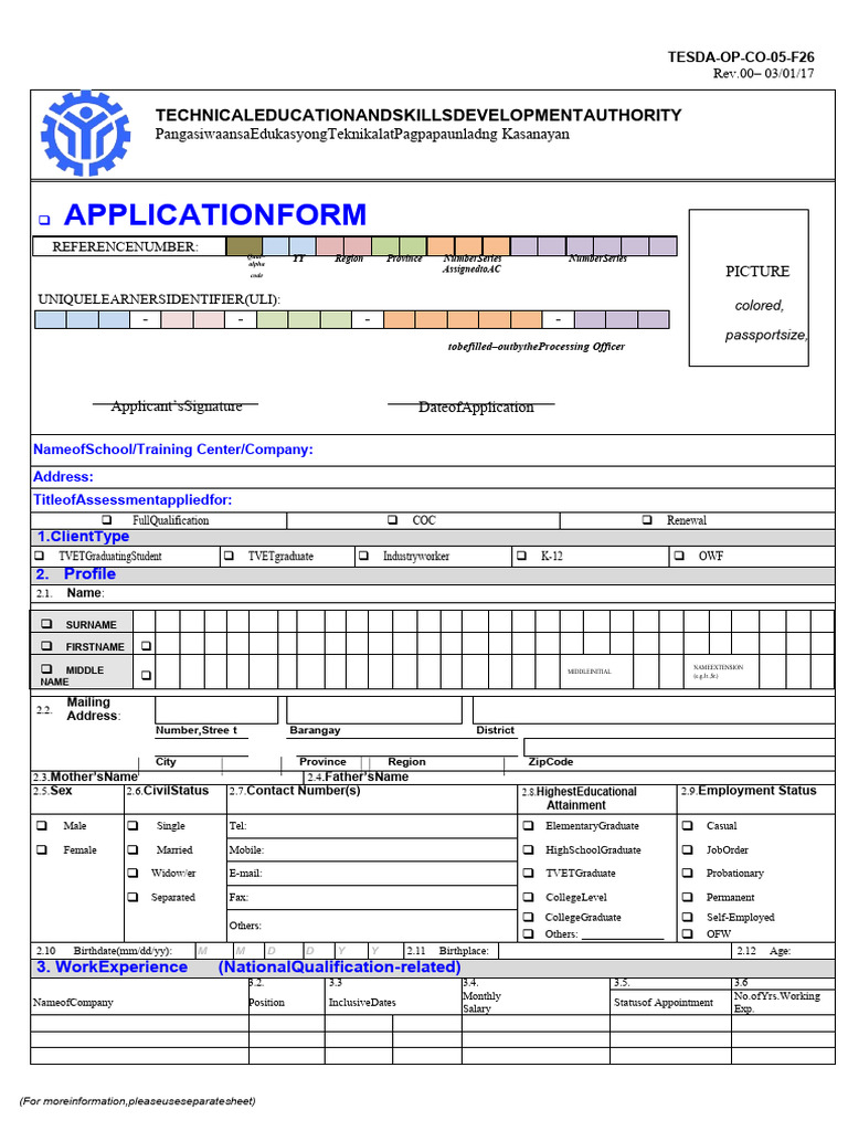 TESDA OP CO 05 Competency Assessment Forms | PDF