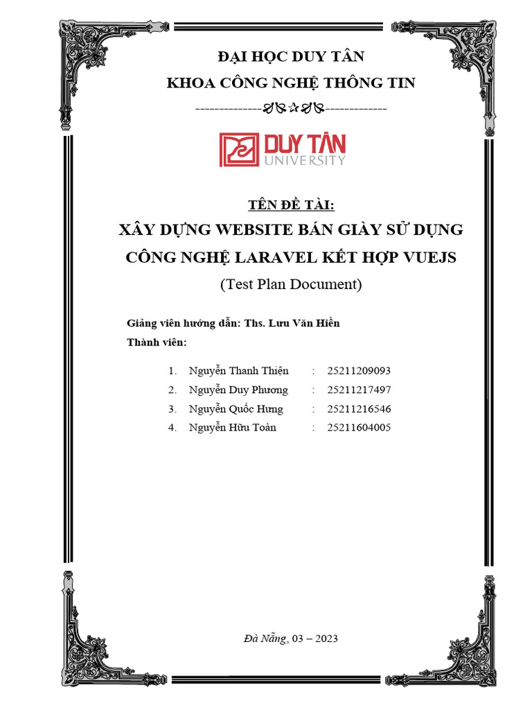 7.KLTN-SE.01.Project Test Plan | PDF