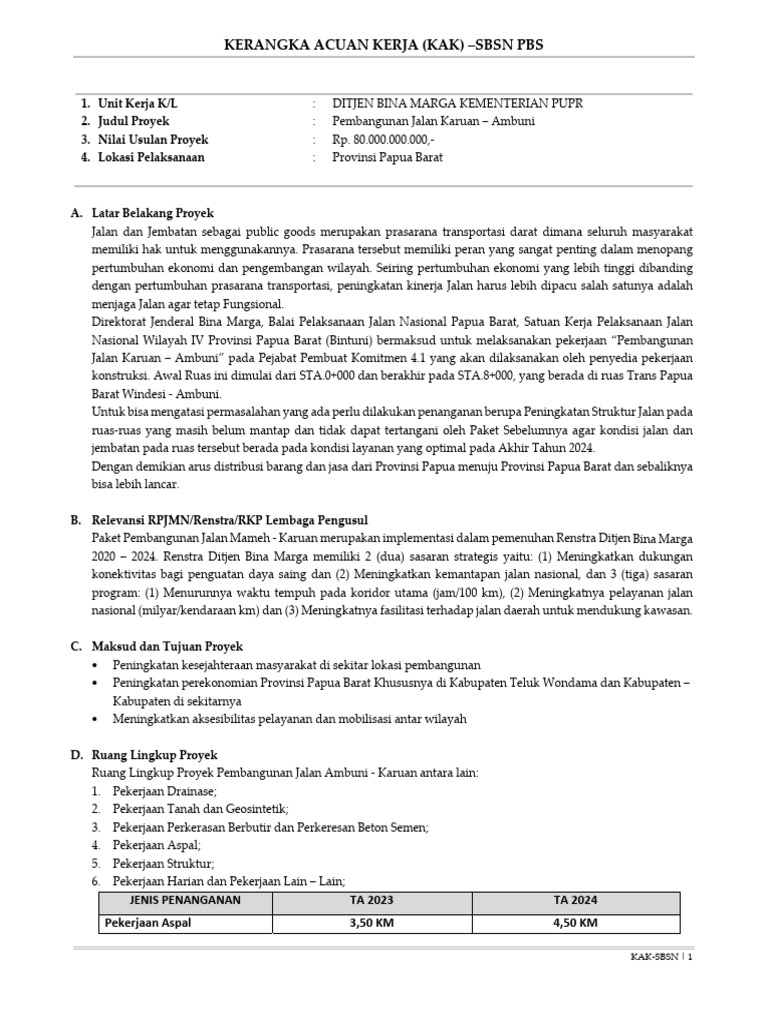 KAK Jalan Karuan-Ambuni | PDF