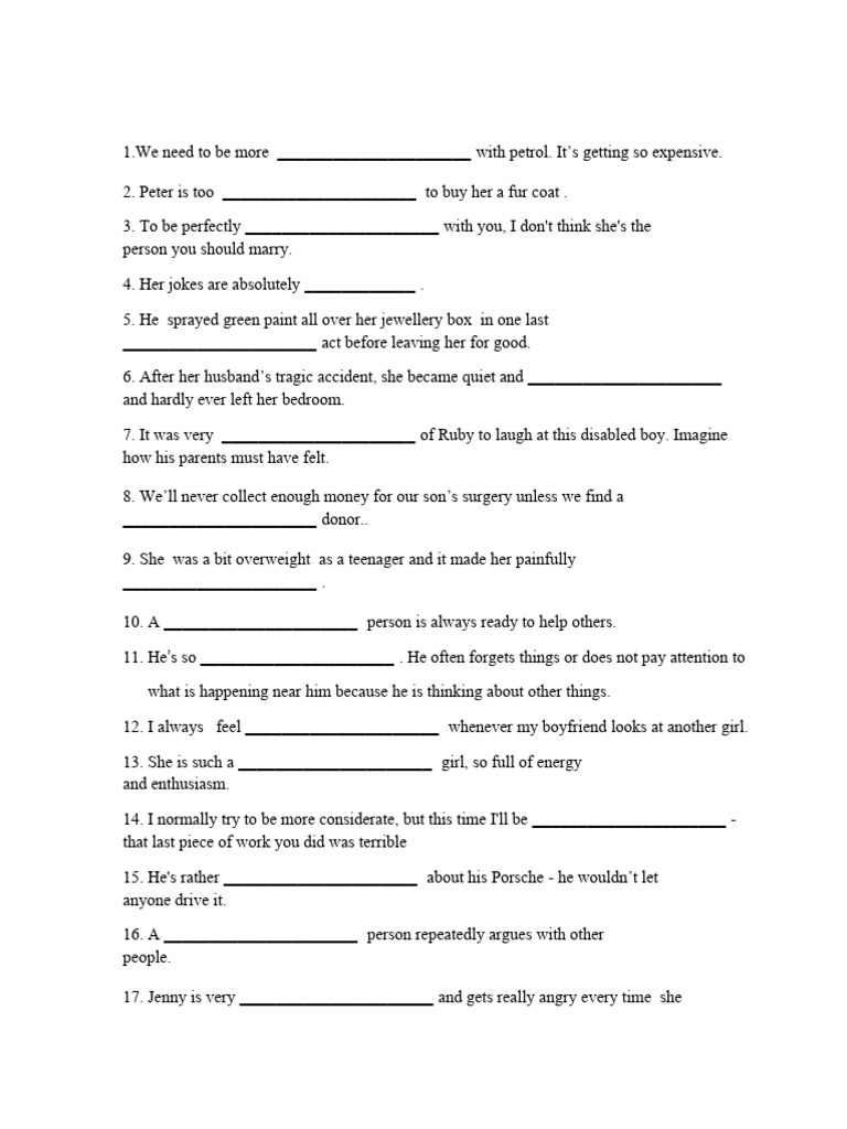 Name Adjectives Exercise | PDF