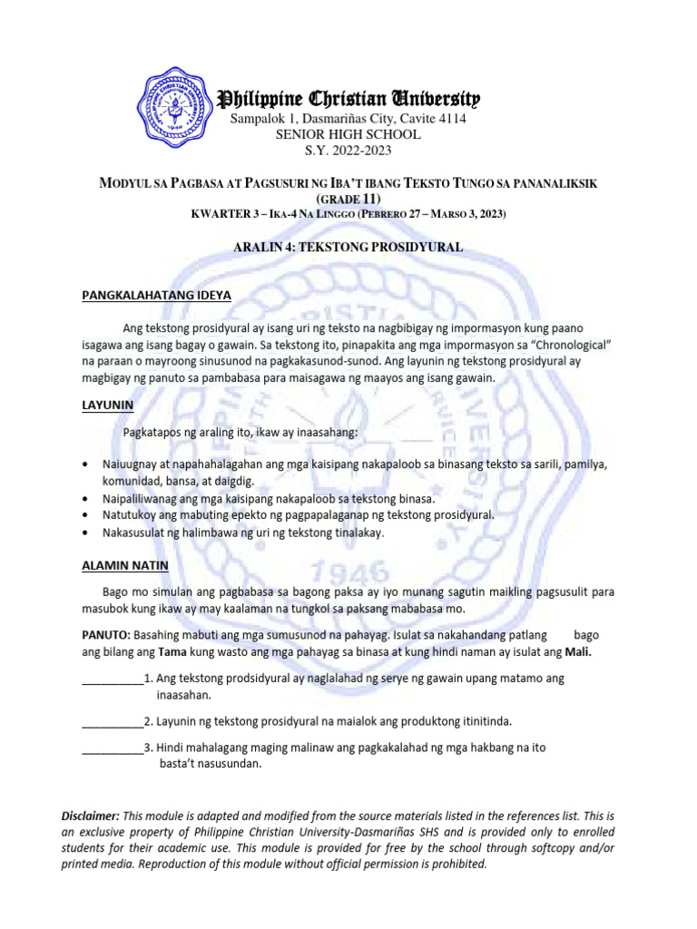 PP 3rdq Module Week 4 | PDF