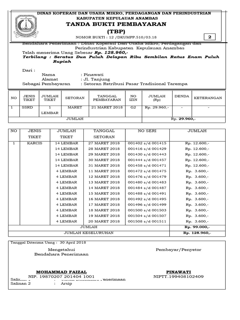 Tanda Bukti Pembayaran (TBP) | PDF