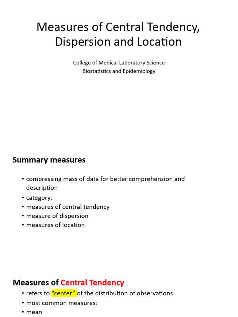 Summary Measures.. | PDF | Mean | Mode (Statistics)