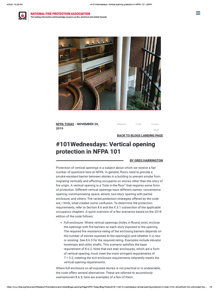 #101wednesdays - Vertical Opening Protection in NFPA 101 - NFPA | PDF ...
