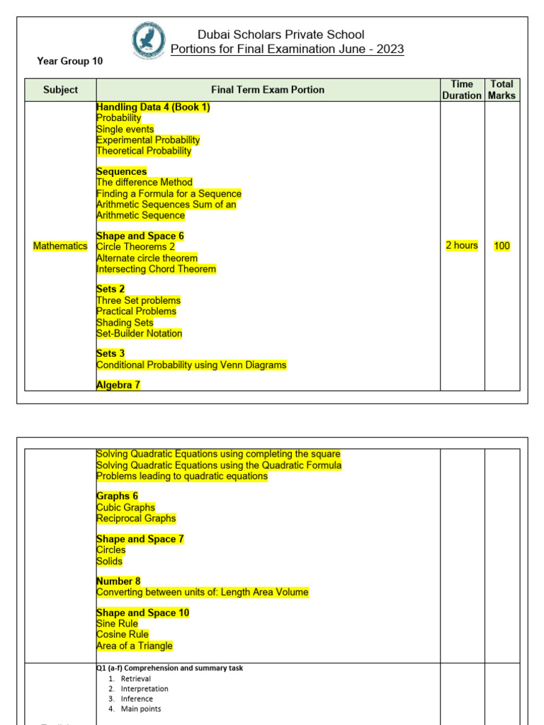 Year 10 Final Examination Portion (Revised) - 2023 | PDF | Chemistry ...