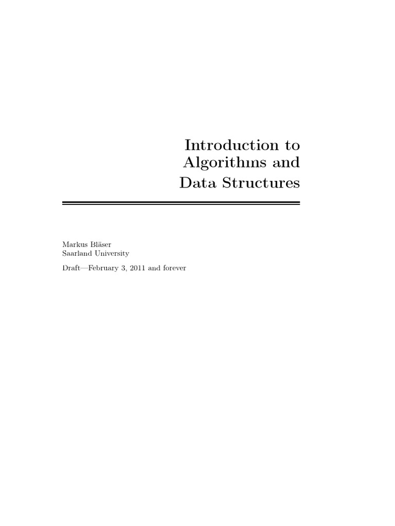 Blaeser Algorithms and Data Structures | PDF | Theoretical Computer Science | Algorithms And ...