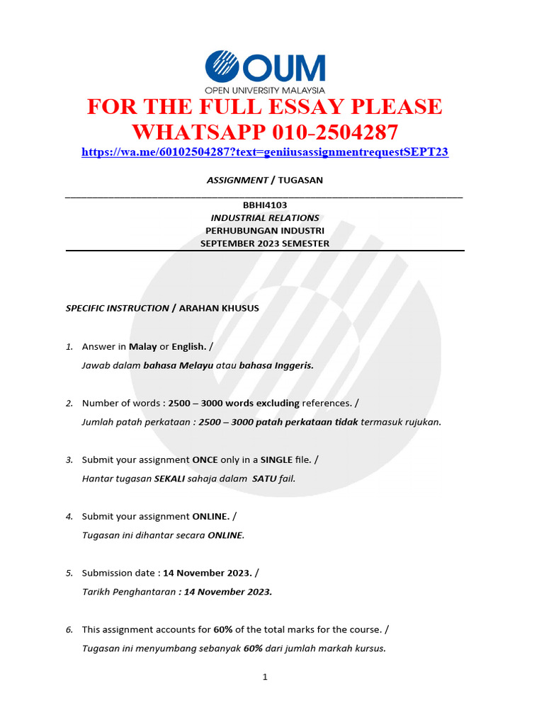 Industrial Relations Assignment Guide | PDF | Screenshot