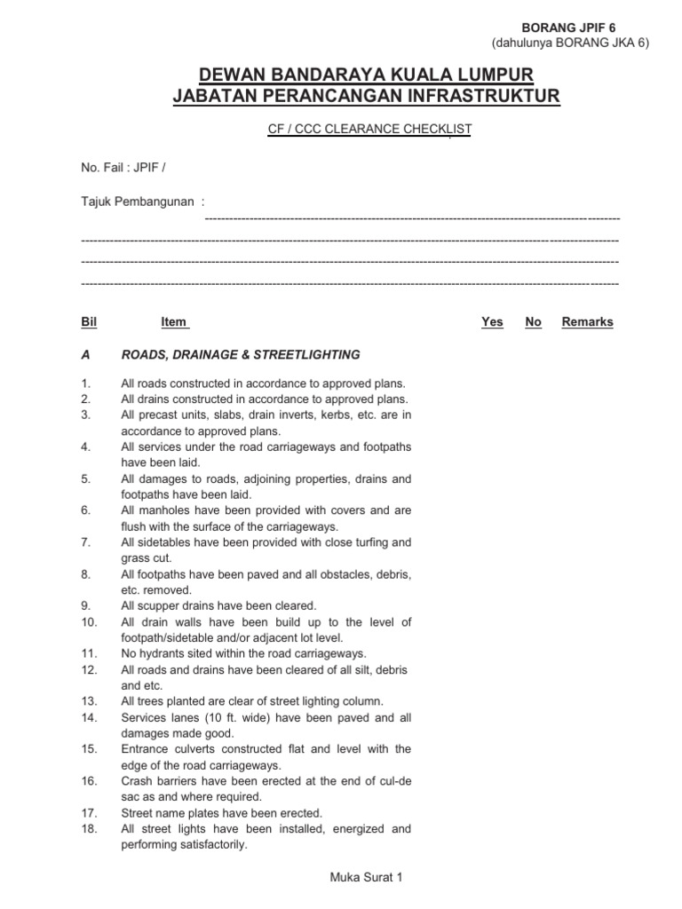 Borang Jpif 06 | PDF | Road | Road Infrastructure