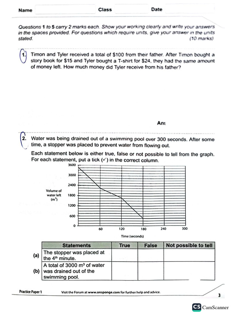 Onsponge Psle Revision Paper | PDF