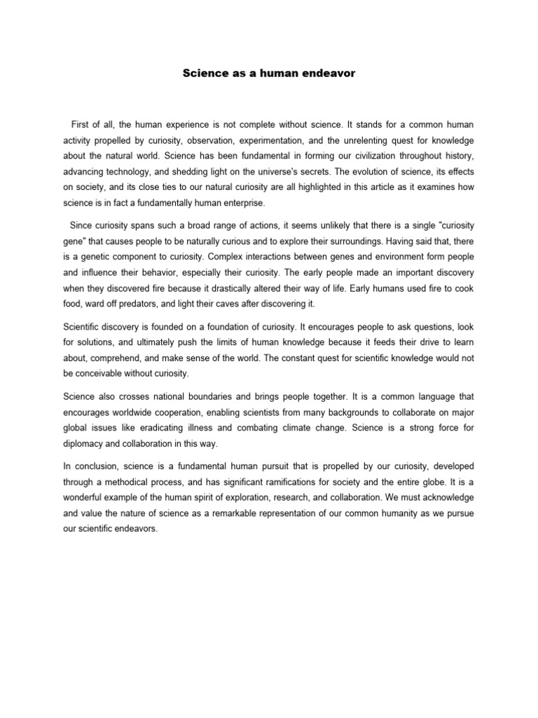 Science As A Human Endeavor Essay | PDF
