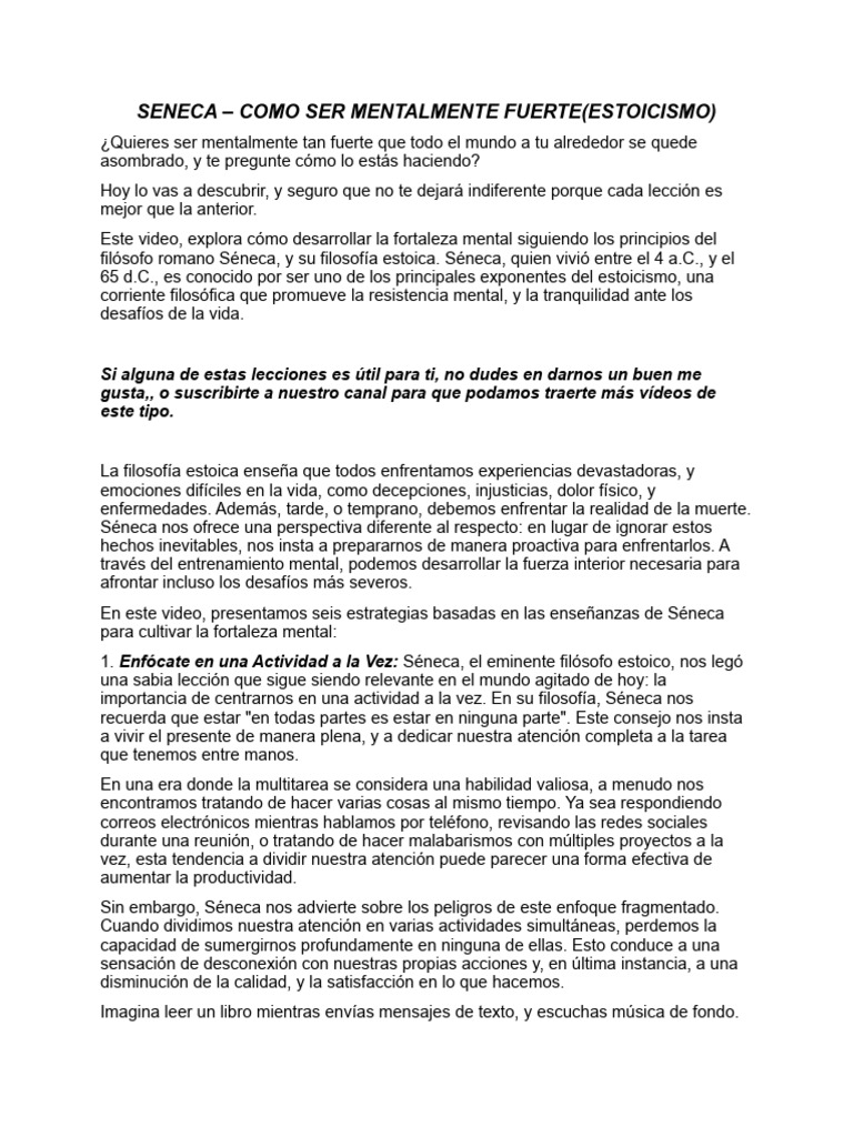 Fortaleza Mental según Séneca | PDF | Estoicismo | Séneca El Joven