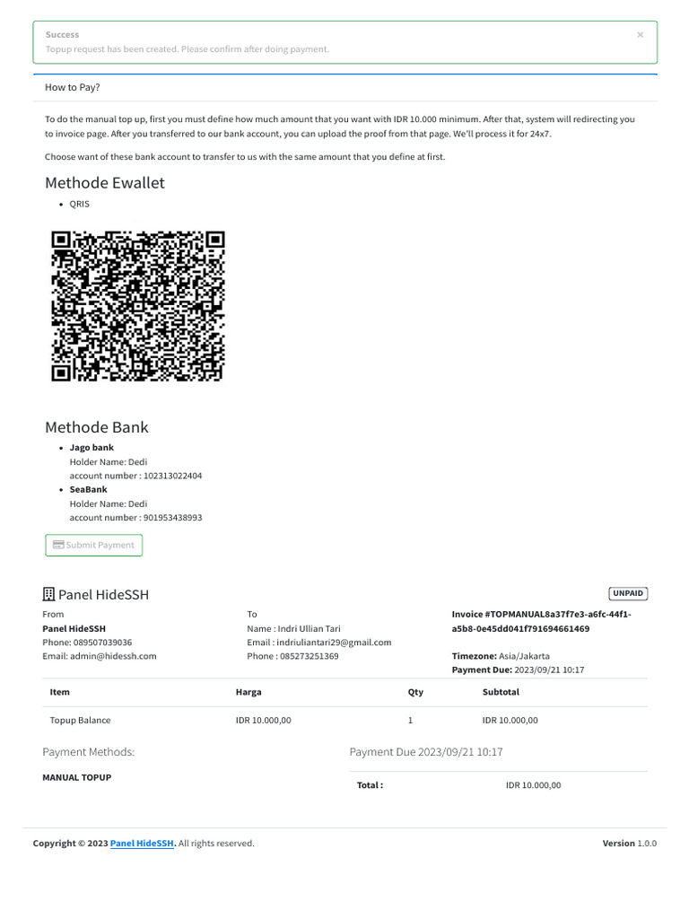 Invoice #TOPMANUAL1694661469 - Panel HideSSH | PDF | Business | Law