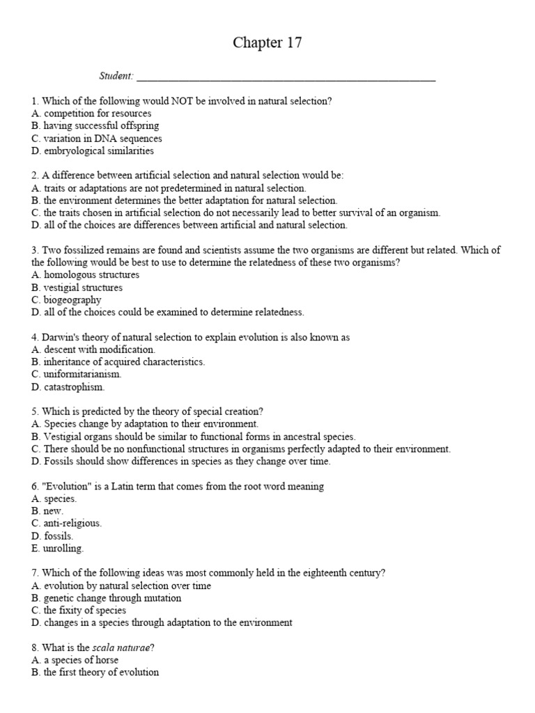 Darwin Practice | PDF | Natural Selection | Evolution