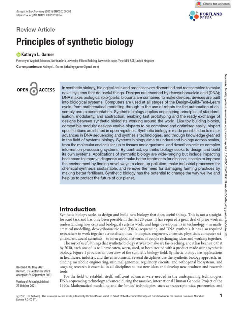Principles of Synthetic Biology | PDF | Cell Signaling | Kinase