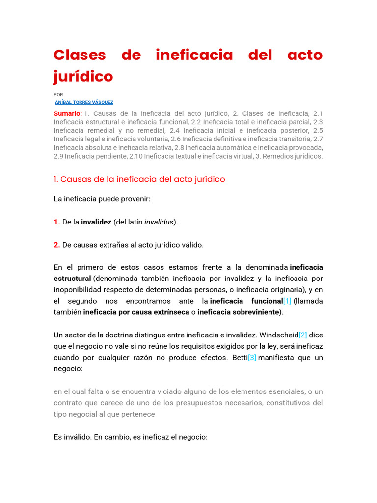 Semana 15 - Ineficacia Del Acto Juridico | PDF | Nulo (ley) | Donación