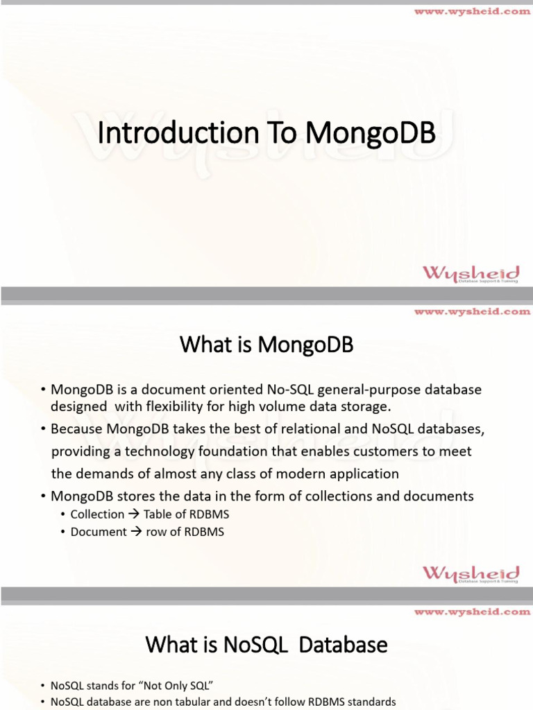 What Is MongoDB | Download Free PDF | No Sql | Mongo Db