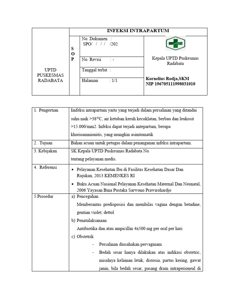 Sop Infeksi Antepartum | PDF | Sains & Matematika