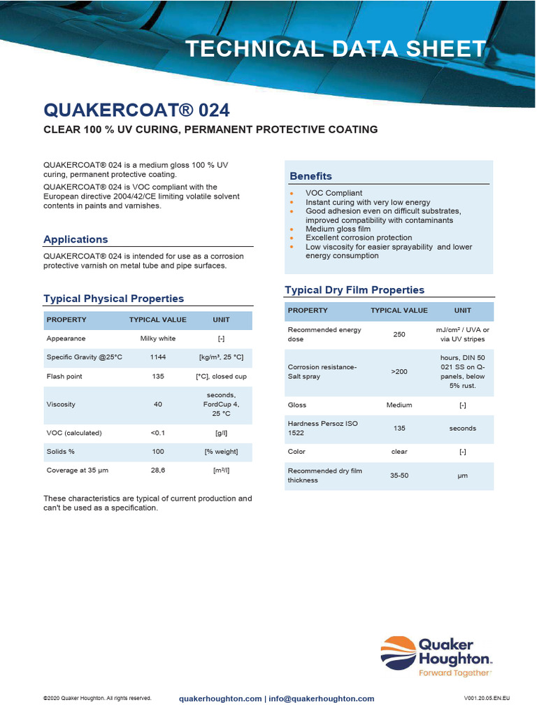 TDS - Quakercoat 024 - en | PDF | Varnish | Corrosion