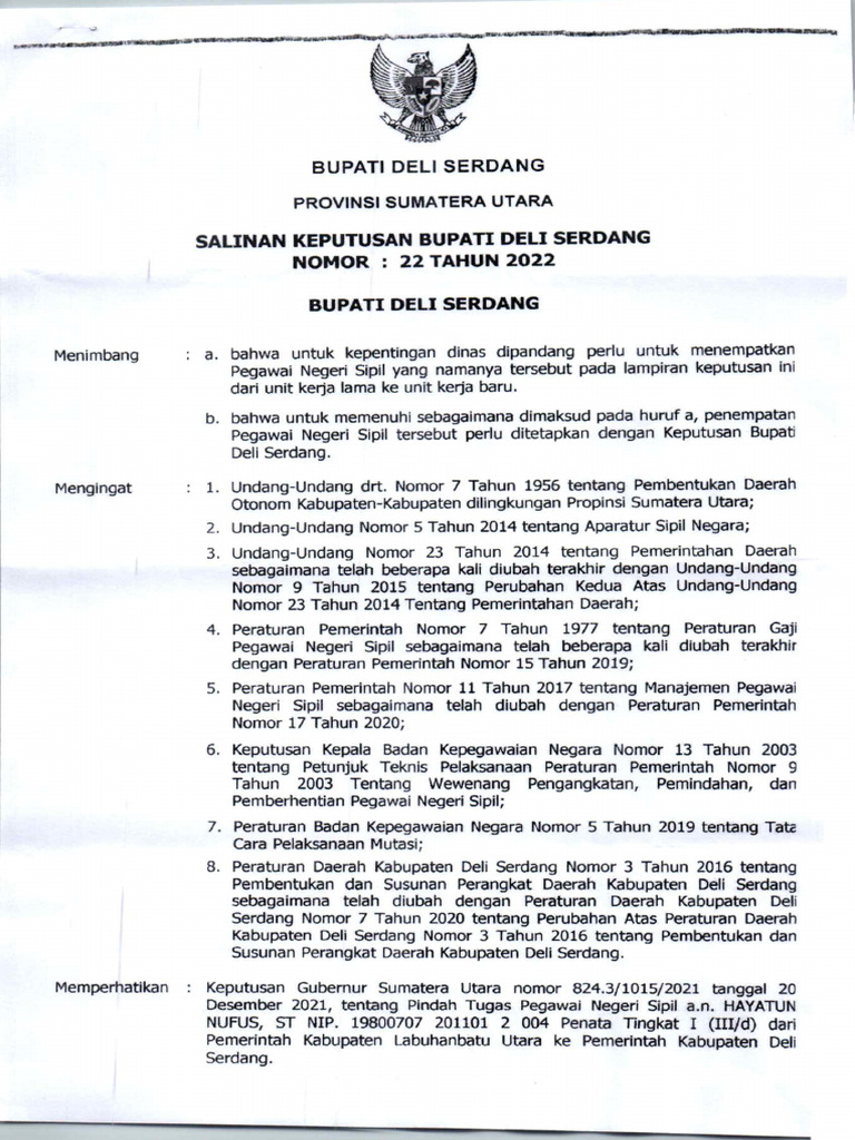 SK Pindah Ibu Hayatun | PDF