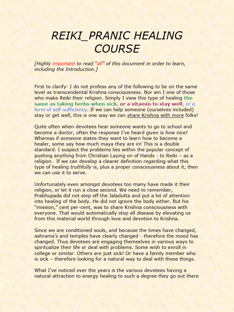 Reiki - Pranic Healing Course | PDF | Breathing