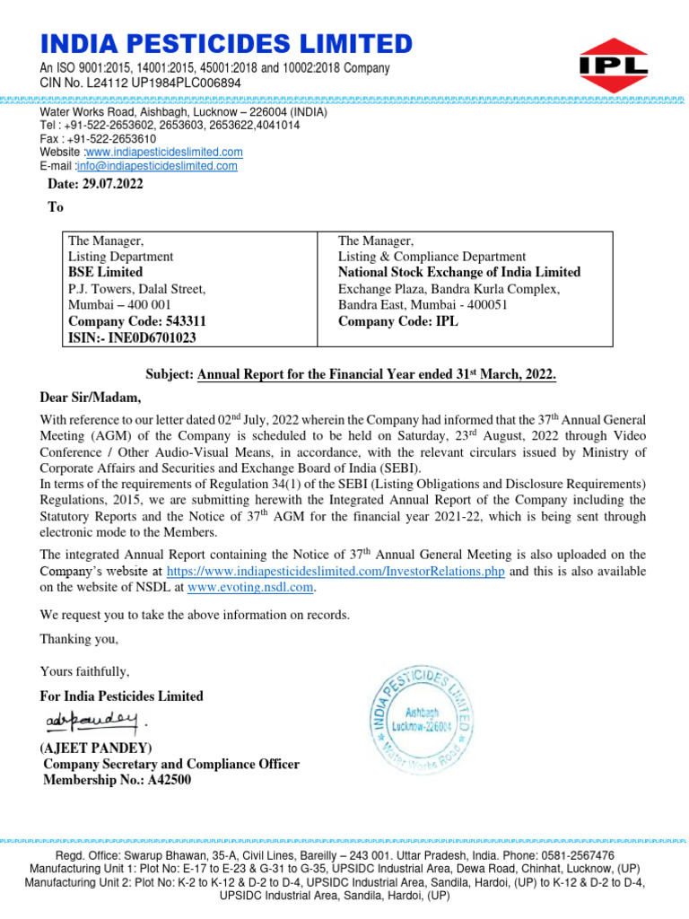 India Pesticides Annual Report | PDF | Sustainability | Laboratories