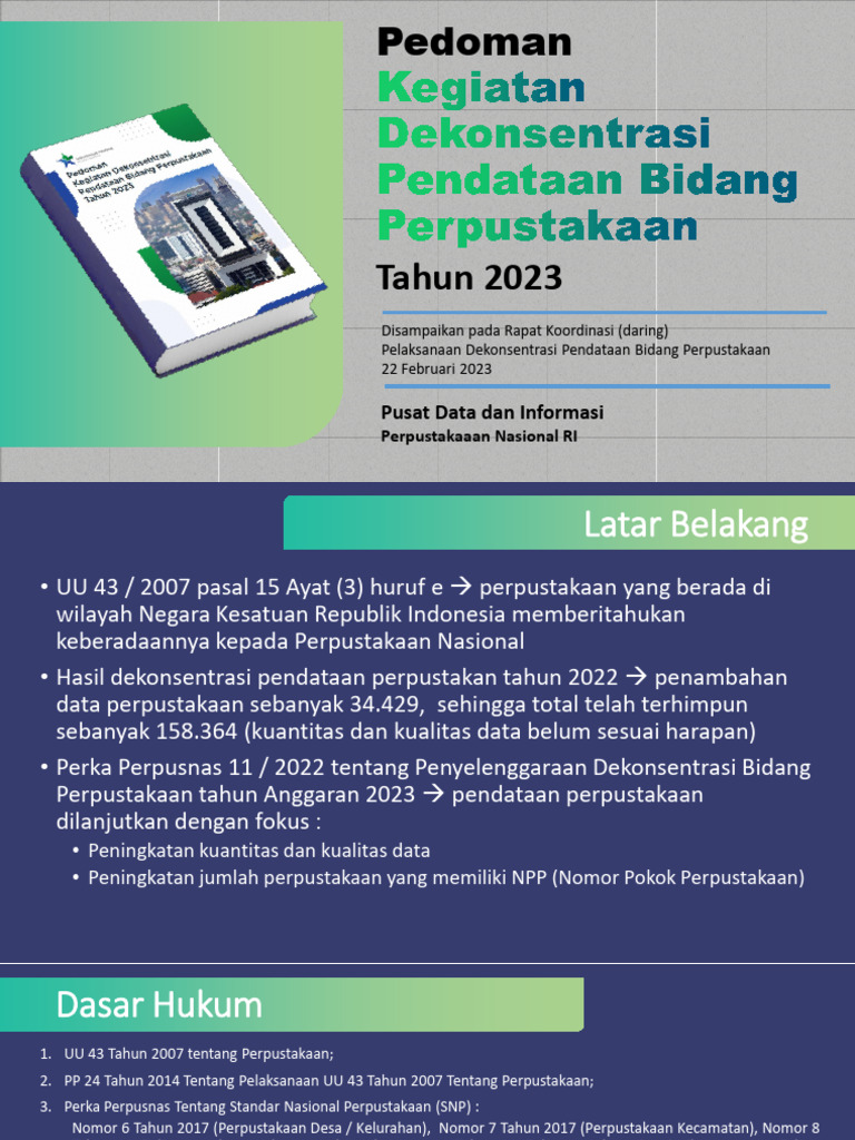 Slide#2 - PAPARAN PEDOMAN PENDATAAN DEKON PERPUS 2023 | PDF