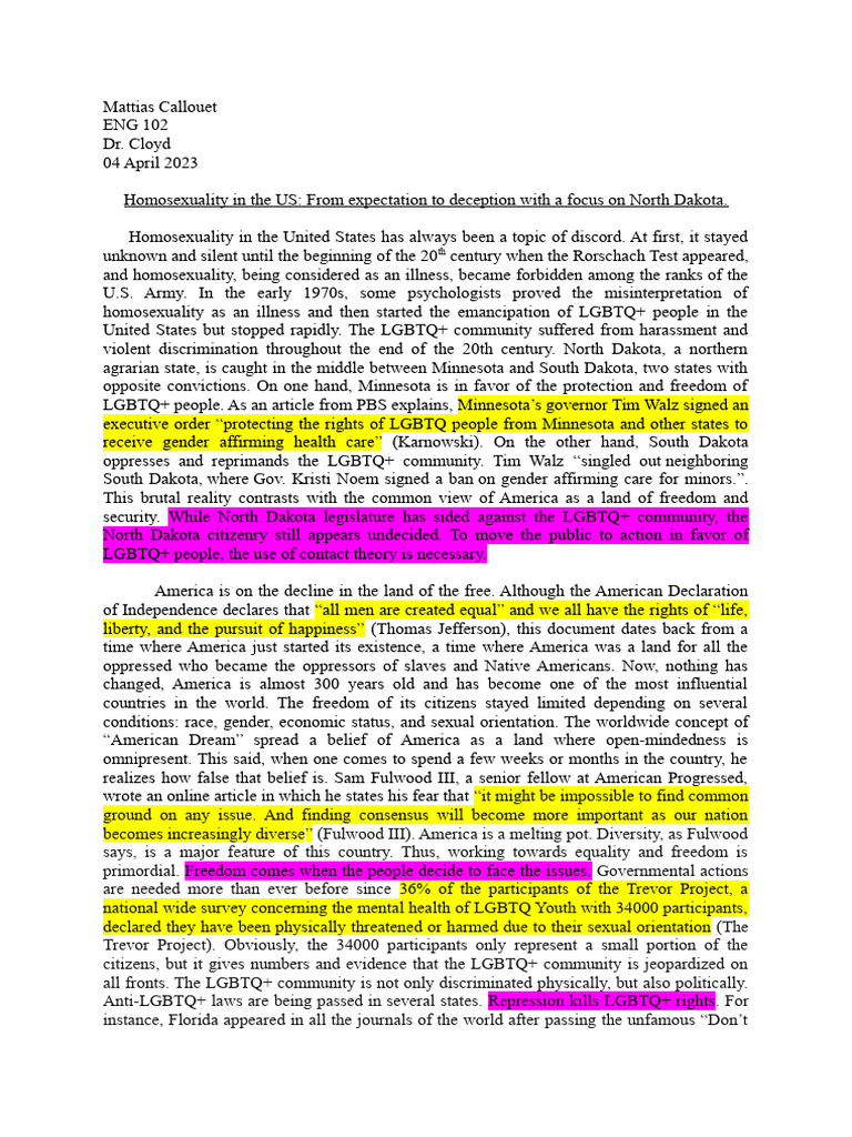 ESSAY | PDF | Lgbt Rights In The United States | Lgbt