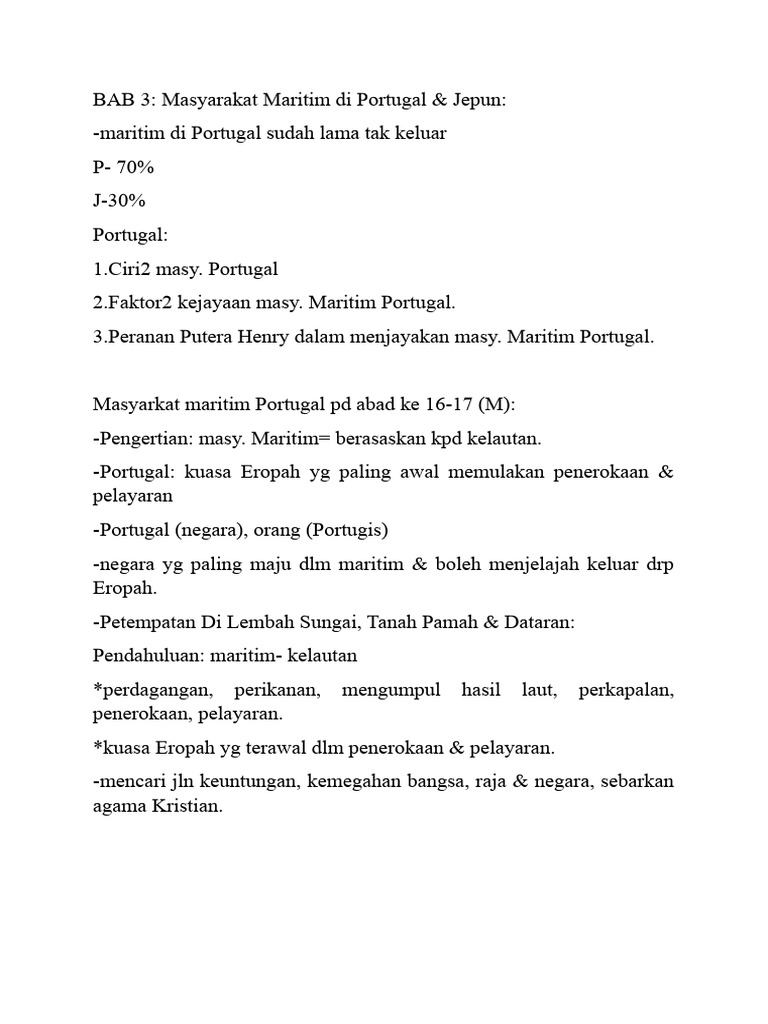 Bab 3 (Tema 1) Masyarakat Maritim Di Portugal & Jepun | PDF