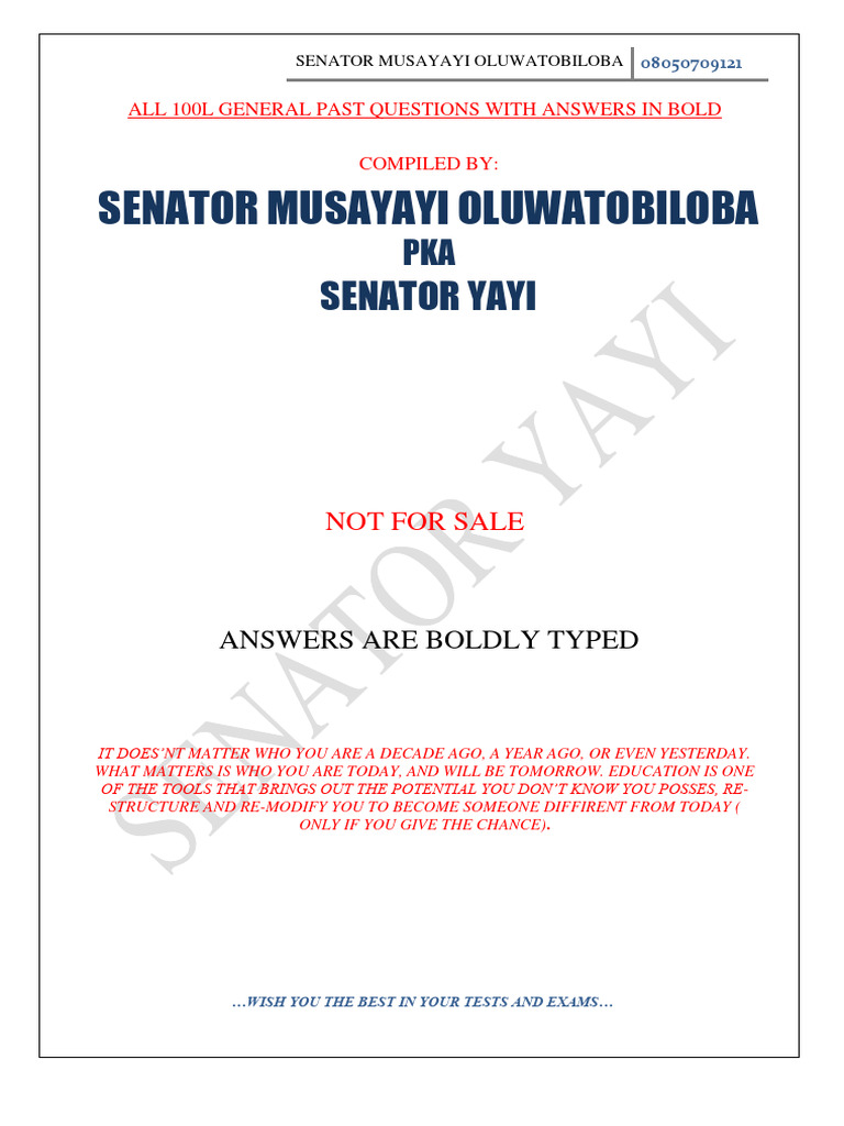 All 100L First Semester Past Questions | PDF | Libraries | Books