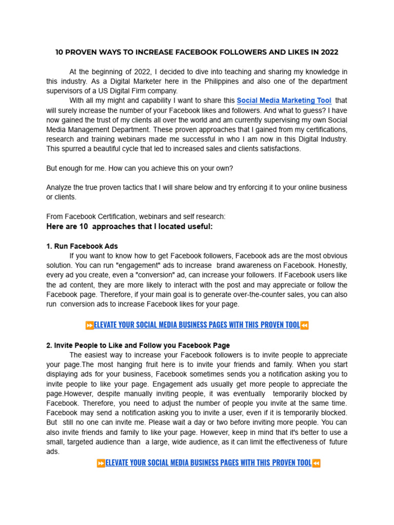 10 Proven Ways To Increase Facebook Followers and Likes in 2022 | PDF ...