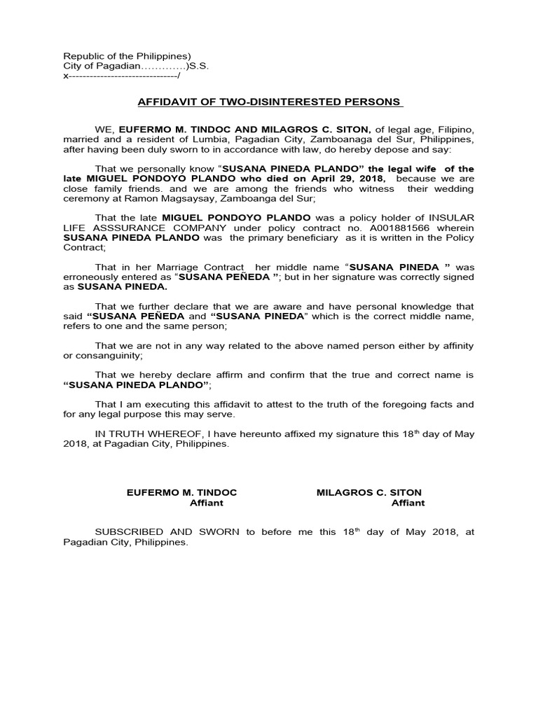 Affidavits for Legal Verification | PDF | Affidavit | Civil Law (Common Law)