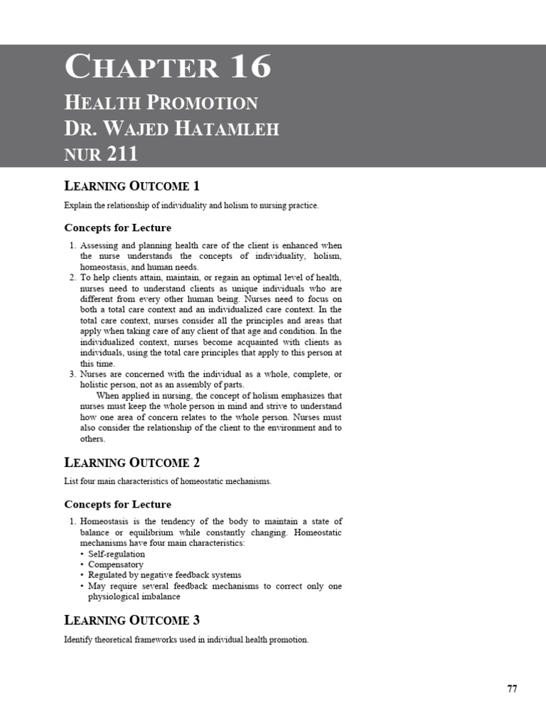 Chapter 16 Health Promotion - 0 | PDF | Behavior | Preventive Healthcare