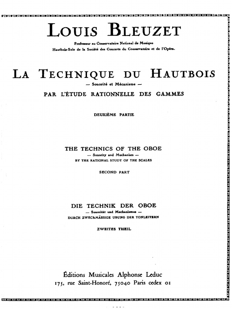 Bleuzet - La Técnica Del Oboe Vol.2 | PDF