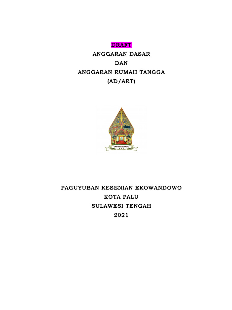 AD/ART Paguyuban Kesenian Ekowandowo | PDF | Hukum