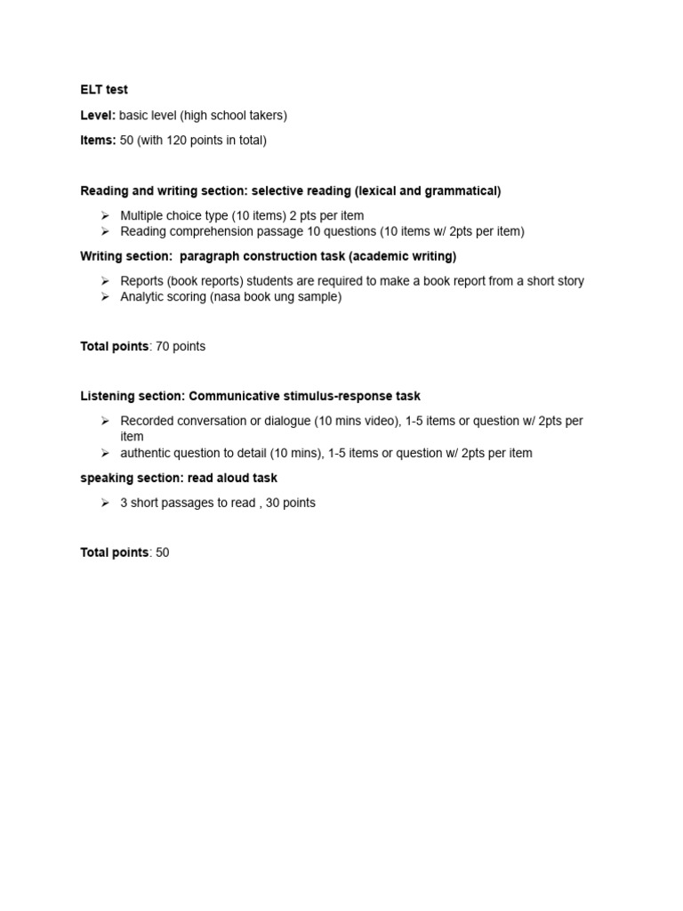ELT Test | PDF