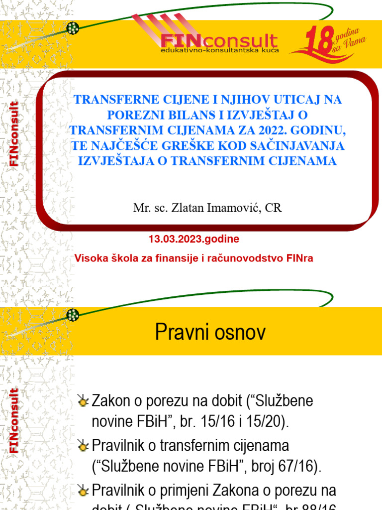 MR - Sc. Zlatan Imamović - TRANSFERNE CIJENE I NJIHOV UTICAJ NA POREZNI ...