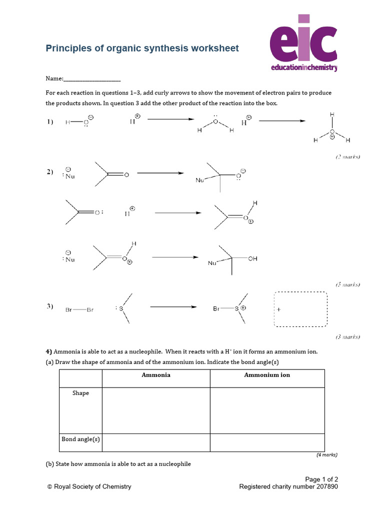 Curly Arrow Worksheet Homework 39495 | PDF | Molecules | Chemical Compounds