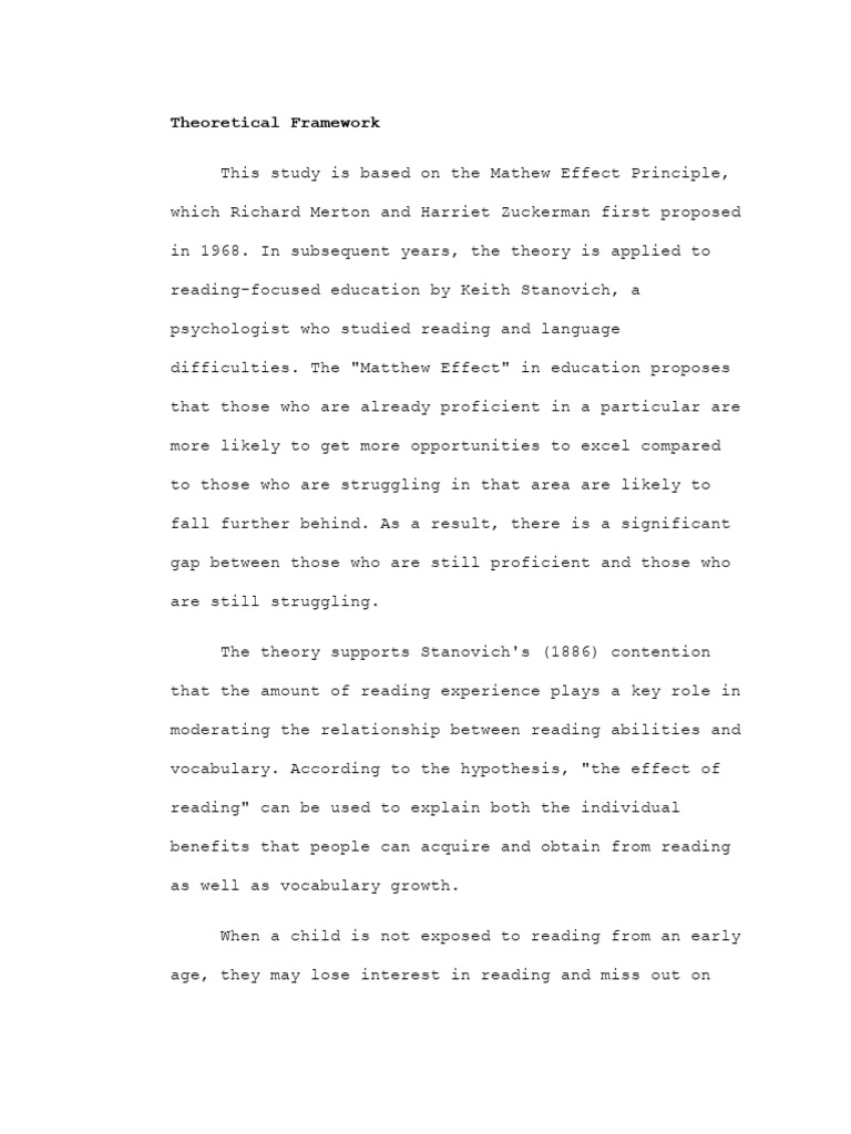 Theoretical Framework | PDF | Reading Comprehension | Vocabulary