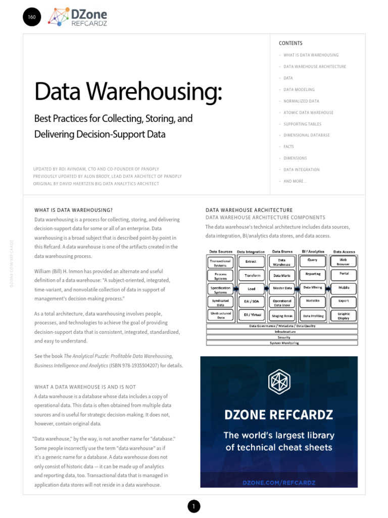 Dzone Refcard160 Datawarehousing Updated | PDF | Data Warehouse | Databases