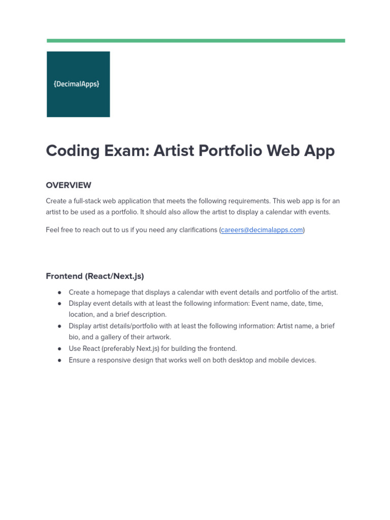 Coding Exam | PDF | Databases | Web Application