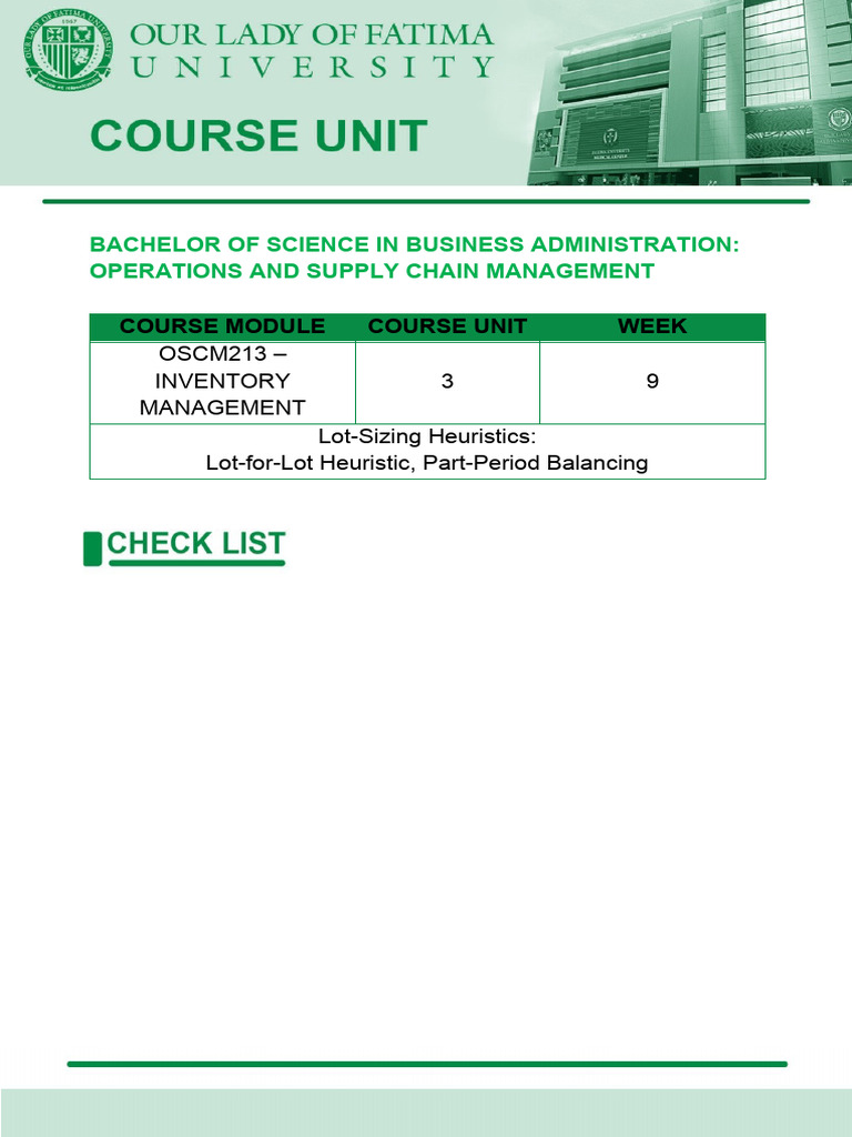 Week 9 Period Balancing | PDF | Demand | Applied Mathematics
