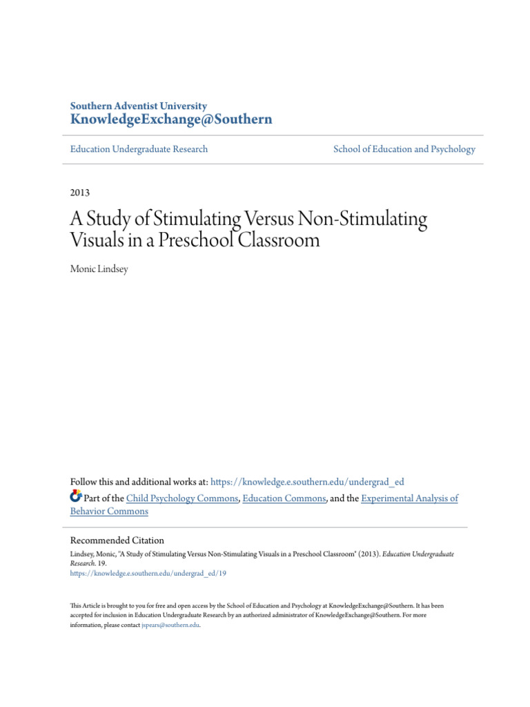 A Study of Stimulating Versus Non-Stimulating Visuals in A Presch | PDF ...