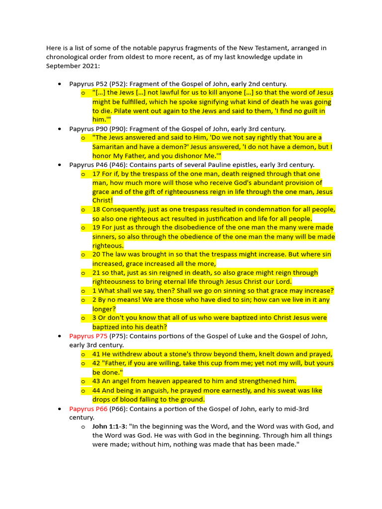 List of Papyrus Found New | PDF | Jesus | Eternal Life (Christianity)