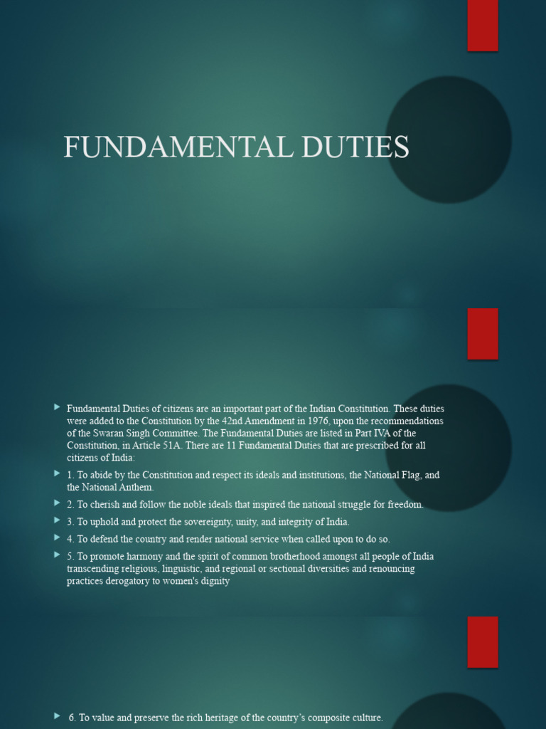 Fundamental Duties | PDF | Citizenship | Justice