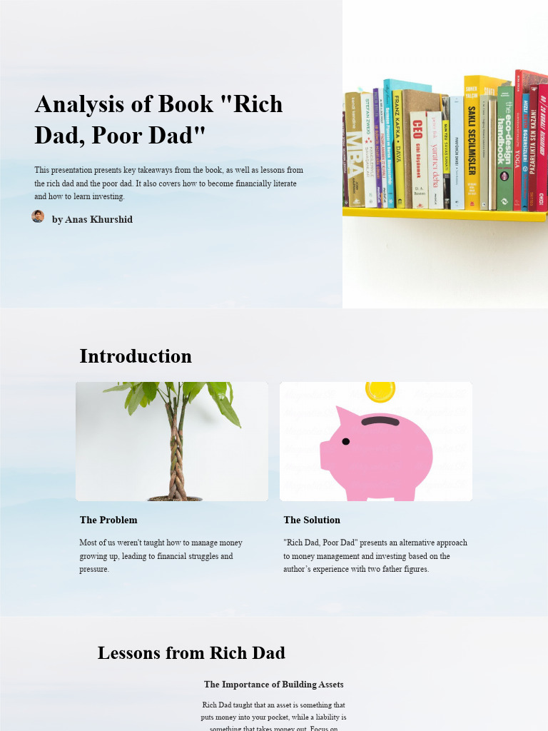 Analysis of Book Rich Dad Poor Dad | PDF | Investing | Diversification ...