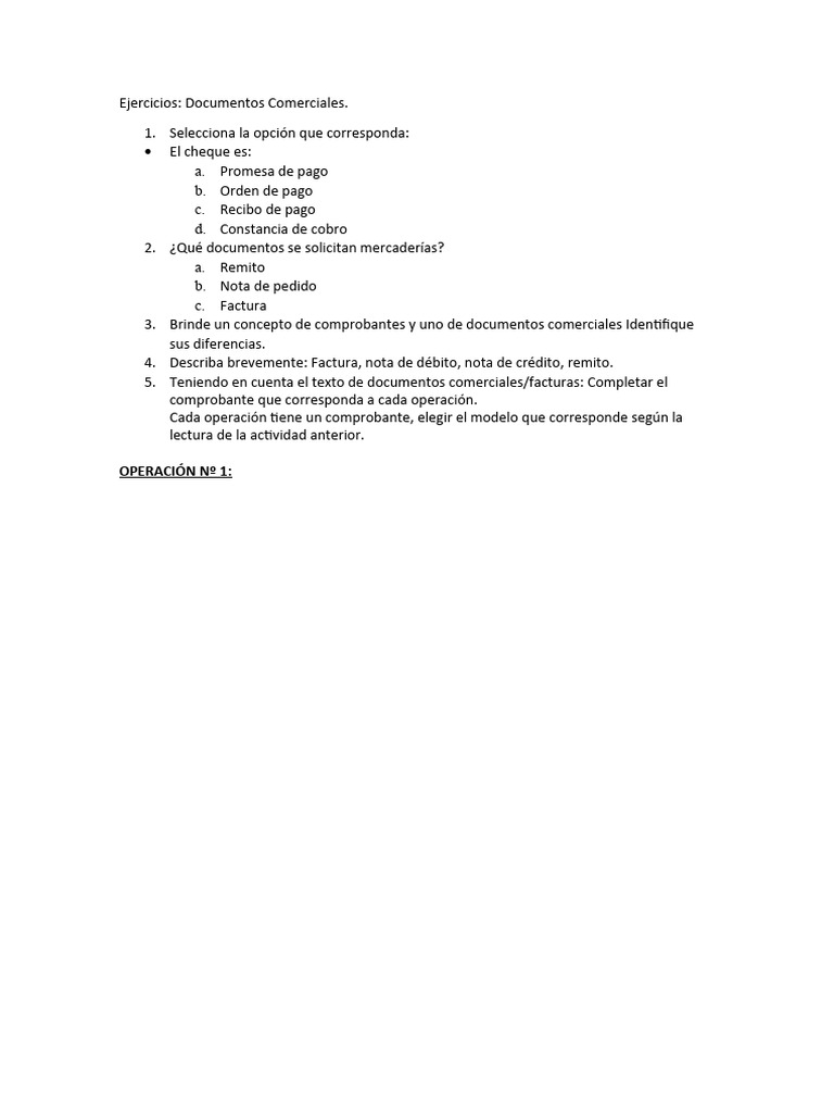 Ejercicios Documentos Comerciales | PDF