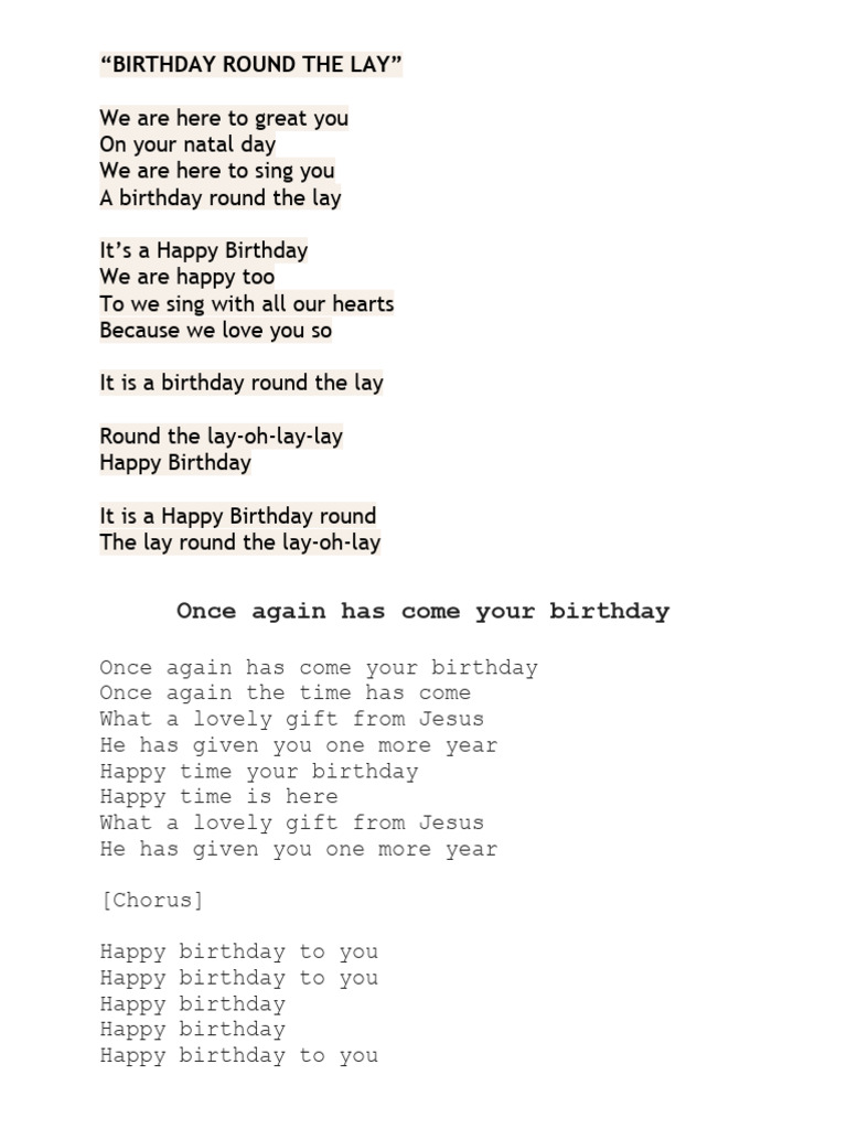 Birthday Round The Lay | PDF