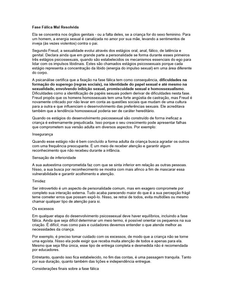 Fase Fálica-1 | PDF | Psicologia