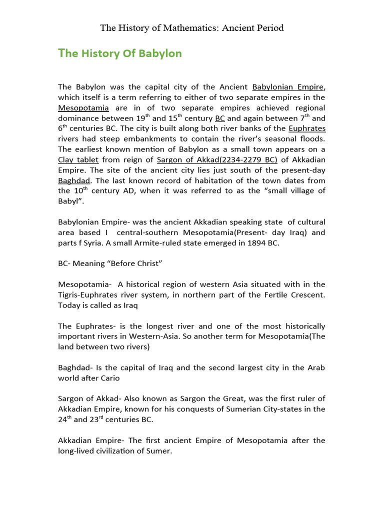 The History of Babylon Document | PDF | Babylon | Mesopotamia