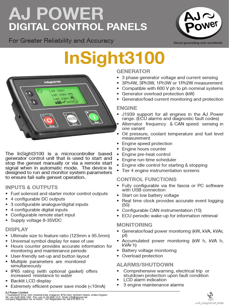 Insight3100: Digital Control Panels | PDF | Power Supply | Instrumentation